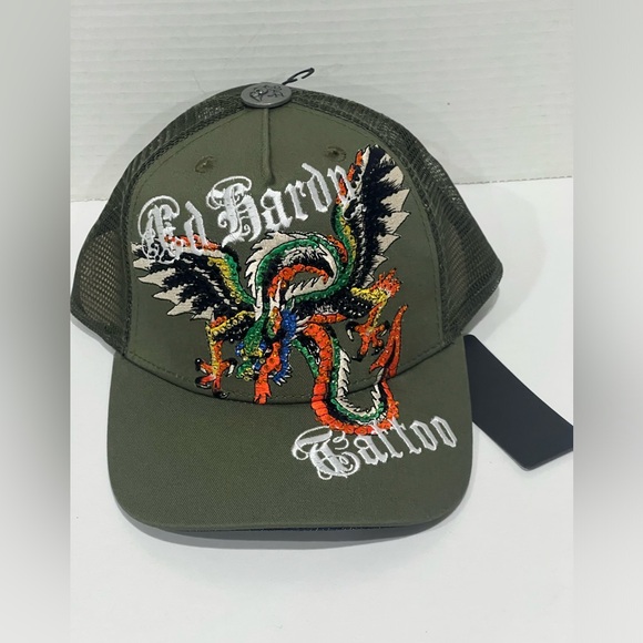 Ed Hardy | Accessories | Ed Hardy Rhinestone Dragon Logo Tatoo Snapback ...